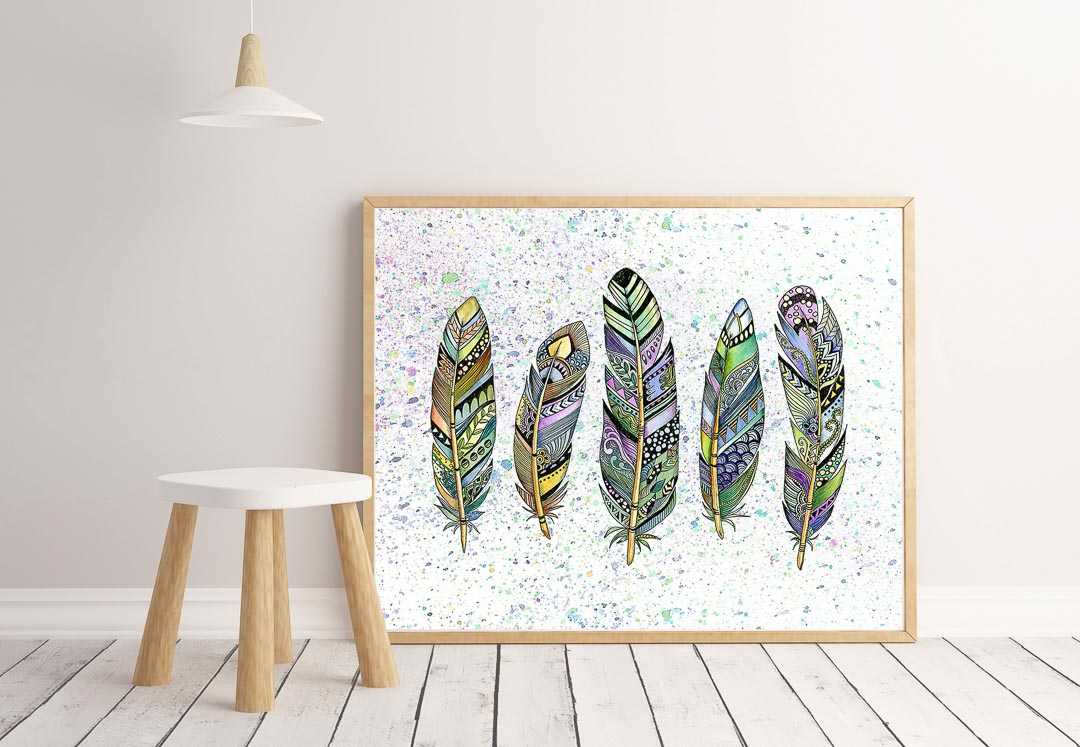 Ink & Ivy I Tribal Themed, Five Zentangle Feathers, Art Print – Marli & Me™